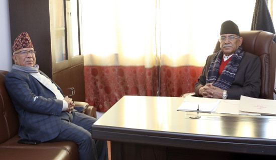 PM Prachanda and Unified Socialist Chair Nepal meet