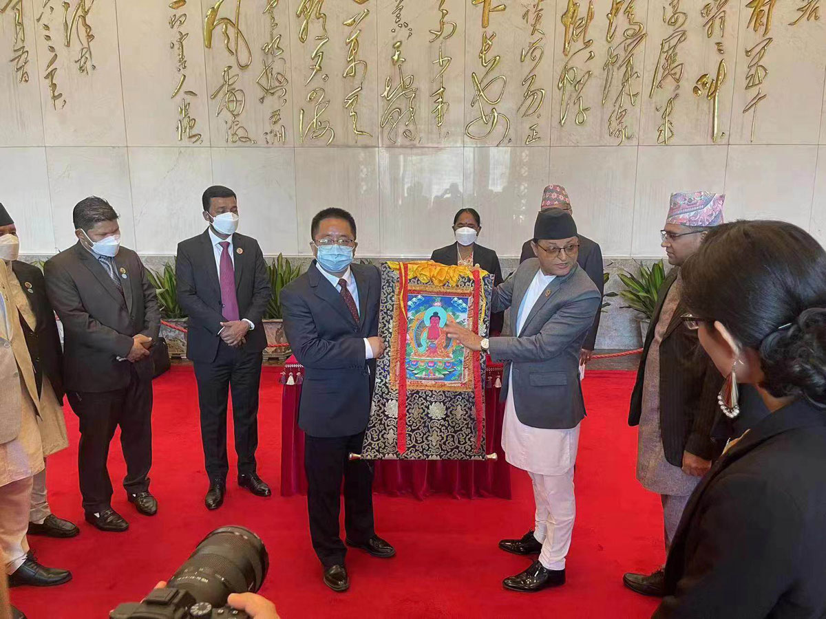 NA Chair Timilsina, NPC Standing Committee Chair Zhao meet