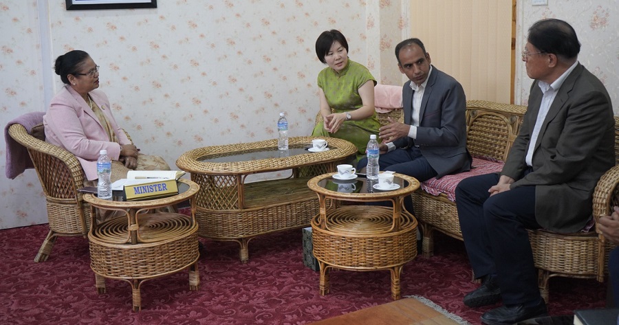 Minister Chaudhary and former ambassador Liu Yuhe meet