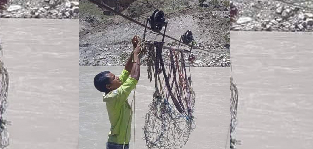 Adanchuli locals still rely on tuins to cross Karnali River